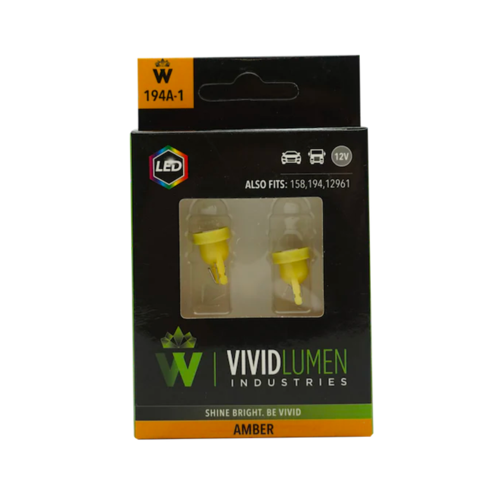Vivid 194A-1 Long Lasting Led Bulbs Miniature 194 Amber Pair ...